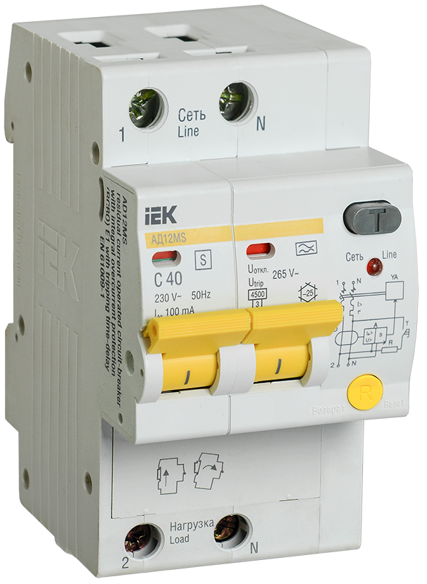 IEK Дифференциальный автомат АД12MS 2Р 40А 100мА MAD123-2-040-C-100 👍 ...